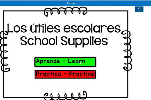 School Supplies in Spanish -Utiles escolares BOOM CARDS | TPT