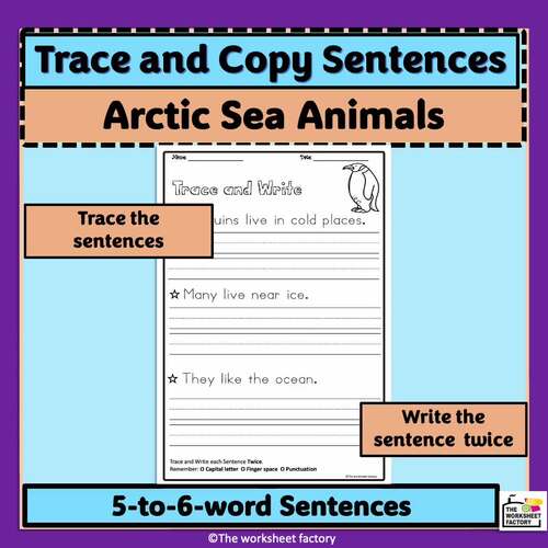 Arctic Sea Animals Copy the Sentences | Seal Penguin Walrus |KG–Gr 1 ...