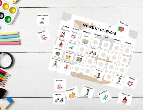 Kids Weekly Planner, Weekly Kids Calendar, Visual Schedule, Visual ...