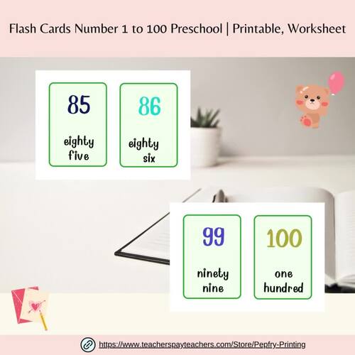 Flashcards Number 1-100, Preschool, Printable, Worksheet, Math | TPT