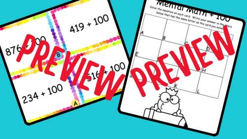 Spring 3 Digit Mental Math Center/Task Cards/Craftivity/+-100/Activities