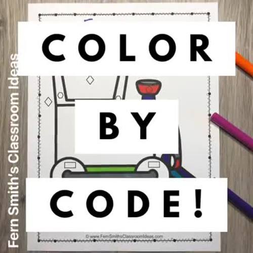 Color By Code Numbers and Shapes Transportation Bundle with Free ...