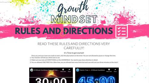 Growth Mindset Digital Escape Room | Back To School Beginning of the Year