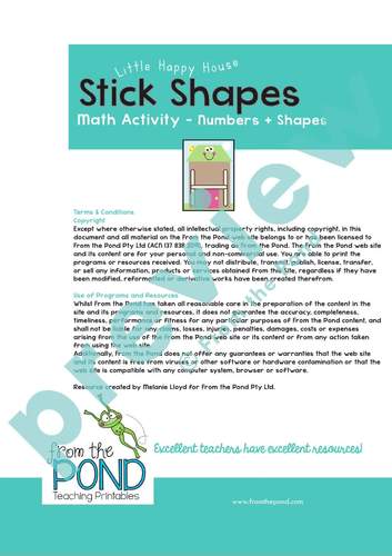 Fine Motor Math Activity Cards - Stick Shapes by From the Pond | TPT