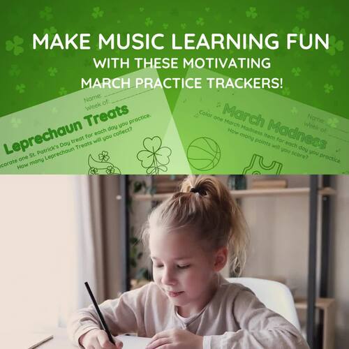 March Music Practice Trackers by PrintPlayForte | TPT