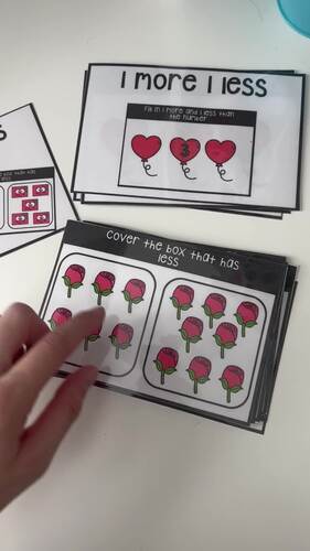 More or Less Task Cards | Valentine's Day Math Center | Math Task Cards