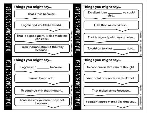 Group Discussion Conversation Stem Cards by The Element of Teaching