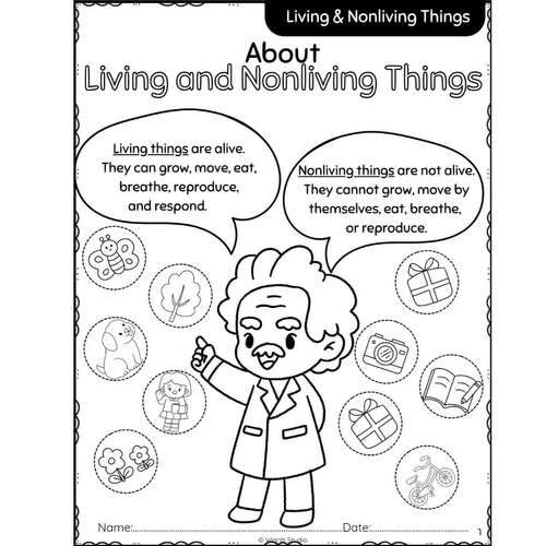Living and Nonliving Things | Science Worksheets & Activities for Grade 1