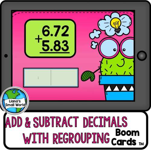 Add Subtract Decimals with Regrouping Digital Task Cards BOOM tm
