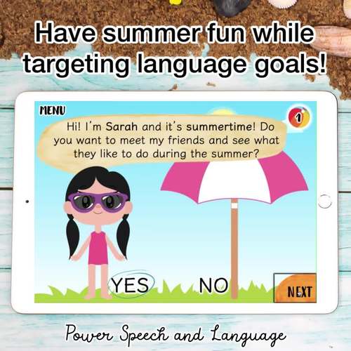 SUMMER, Boom Cards Speech Therapy, WH Questions, Basic Concepts, Homework