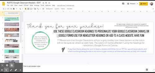 Rustic | Boho Headers for Google Classroom AND Daily Greeting Slides BUNDLE