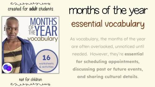 Months of the Year Vocabulary for Adult ESL Newcomers - Essential ...