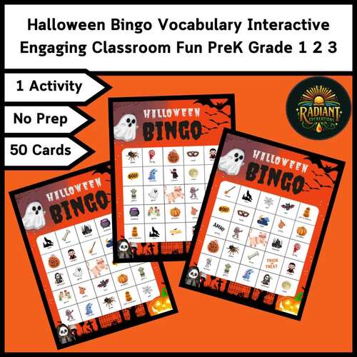 ESL Halloween Bingo Vocabulary Interactive Engage Classroom Fun PreK ...