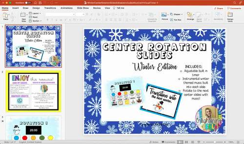 Winter Center Rotation Slides (Editable & Includes Music with Visual ...