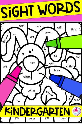 Spring & Summer Color by Code Sight Words Kindergarten Pets Theme