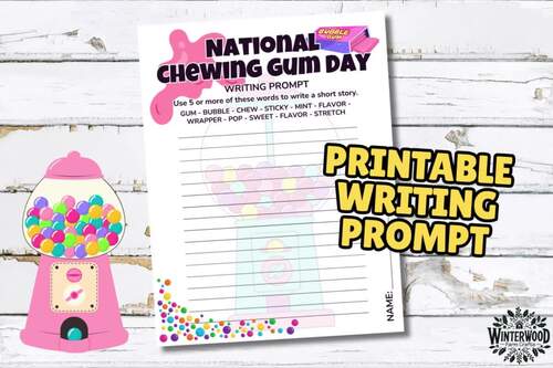 National Chewing Gum Day Writing Prompt | September Holiday Activity ...