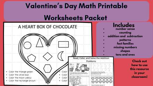 Valentines Day Math Worksheets Kindergarten Number Sense (1 -10) Print ...