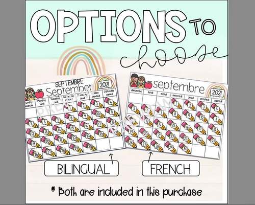 February FRENCH & English Interactive Calendar | Back to School | Digital