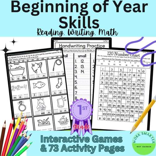 First Grade Phonics, heart words, handwriting, number practice, teacher ...