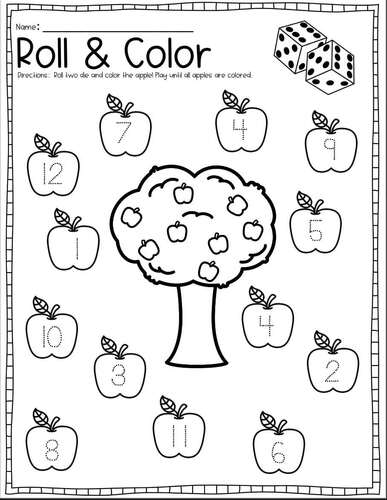 No Prep Apple Dice Games - Numbers 1-12 by Little Legacy Learning Co