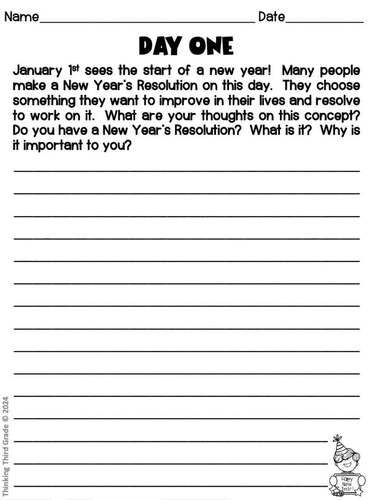 Creative Writing Prompts January | No Prep Printables | Prewriting and More