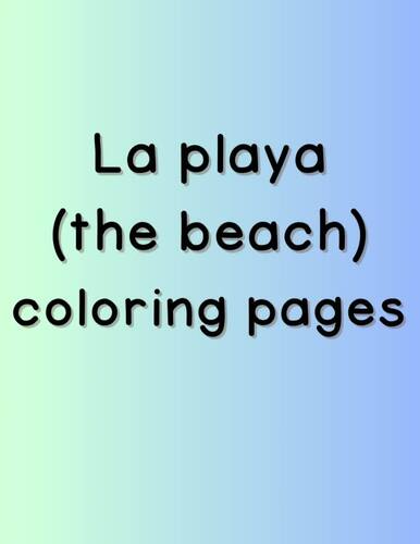 La playa beach summer Spanish coloring pages with writing practice