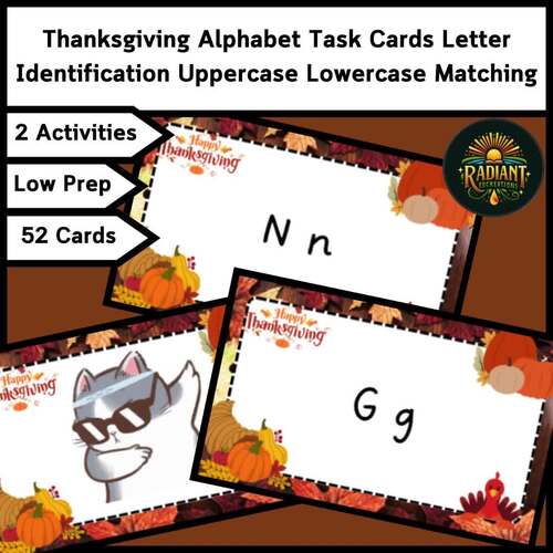 Thanksgiving Alphabet Task Card Letter Identification Uppercase ...