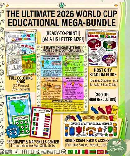 World Cup 2026 Activities Mega Bundle K-8 Geography Math Soccer Crafts ...