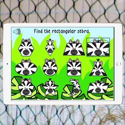 Find the zoo animal shapes | BOOM CARDS with audio | RECTANGLE | TPT