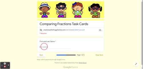 Comparing Fractions Task Cards for Google Forms™ by The Froggy Factory