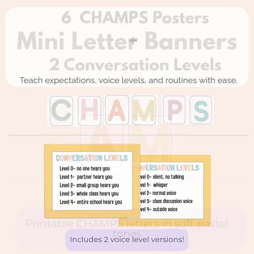 Pastel CHAMPS Behavior Posters | Printable Classroom Management Charts