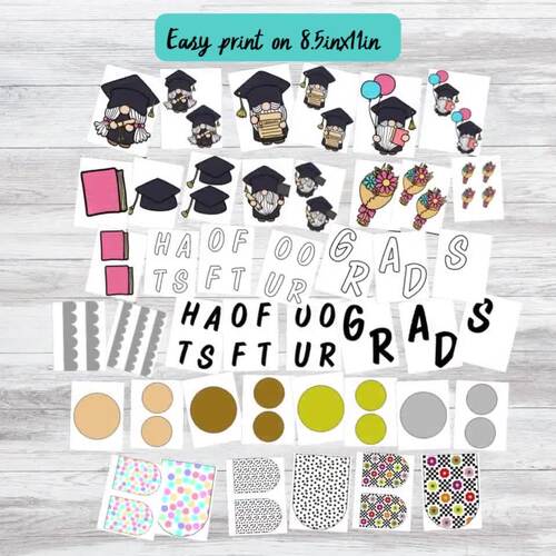Graduating Gnomes Bulletin Board Kit End of year Graduation May and June