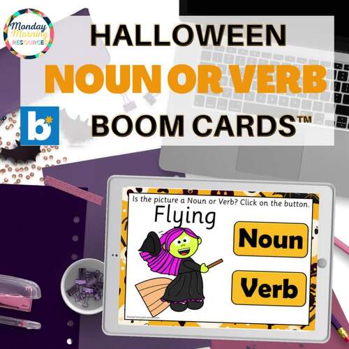 Halloween Noun or Verb Boom Cards™ - Parts of Speech Grammar Boom Cards™
