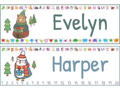 Student Desk Plates 30 Printable/Editable Winter/Christmas Classroom ...