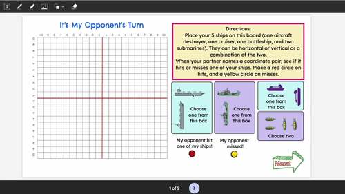 Battleship Coordinate Graphing | PRINT & EASEL activity by ToadallyTeacher