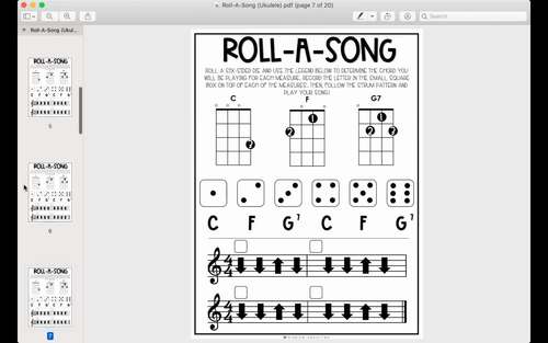 Roll-A-Song Ukulele | Printable by musicpluscoffee | TPT