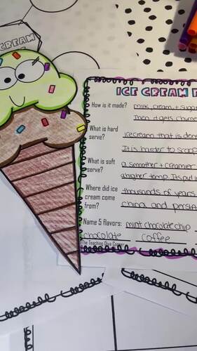 All About Ice Cream Non Fiction Report | National Ice Cream Day | TPT
