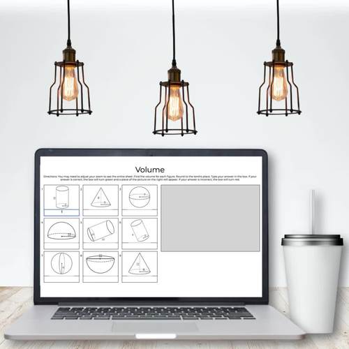 Volume of Prisms, Spheres, Cones, and Cylinders Puzzle Pixel Art 8th Grade