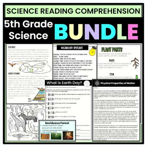 5th Grade Science Bundle | Science Reading Comprehension Passages and ...