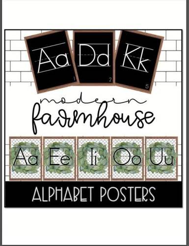 Modern Farmhouse Printed on Lines | Alphabet wall Poster for classroom ...