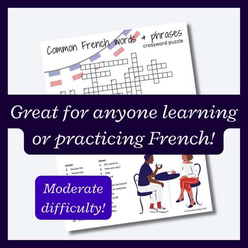 French common words & phrases crossword puzzle (FSL) by Learnable Design