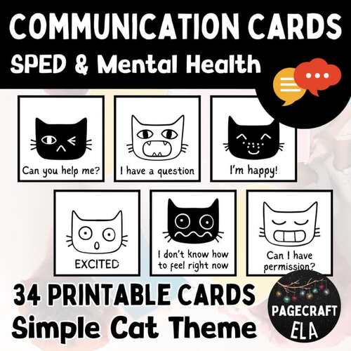 Communication Cards | Cat Style | 34 Printable Cards | SPED ...