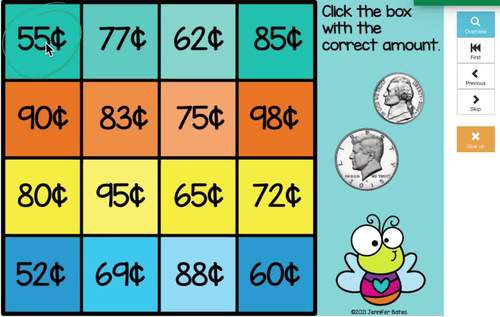 Counting Coins: Pennies, Nickels, Dimes, Quarters & Half Dollars Boom Cards