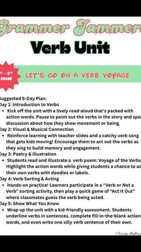 Grammar Jammers: 1st-5th Grade Verb Unit with Lessons, Activities ...