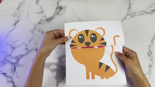 Tiger Open Mouth Card Coloring Letter T Craft Zoo Animal Zodiac Chinese ...