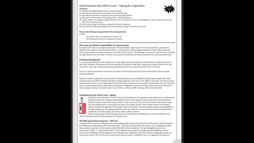 Yr.11 Legal Studies: The legal system - Law reform (vaping based products)