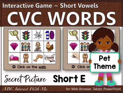 Short E Vowel | CVC Words Interactive Phonics Game {Reveal Secret Picture}