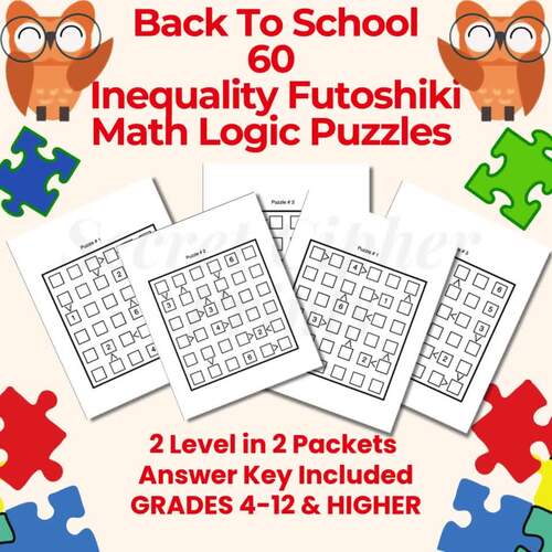 Inequality Math Logic Puzzles (Futoshiki) – 60 Critical Thinking Math