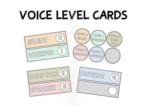Printable Calm Colors Classroom Voice Level Cards, Editable Classroom ...