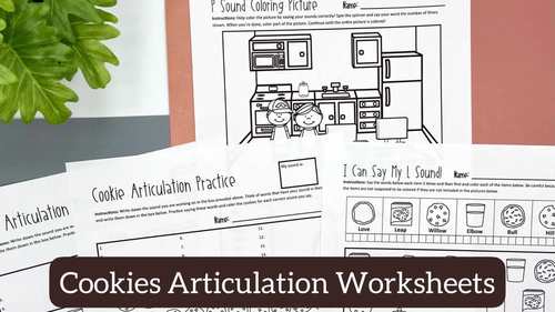 No Prep Cookies Themed Articulation Worksheets and Activities for ...